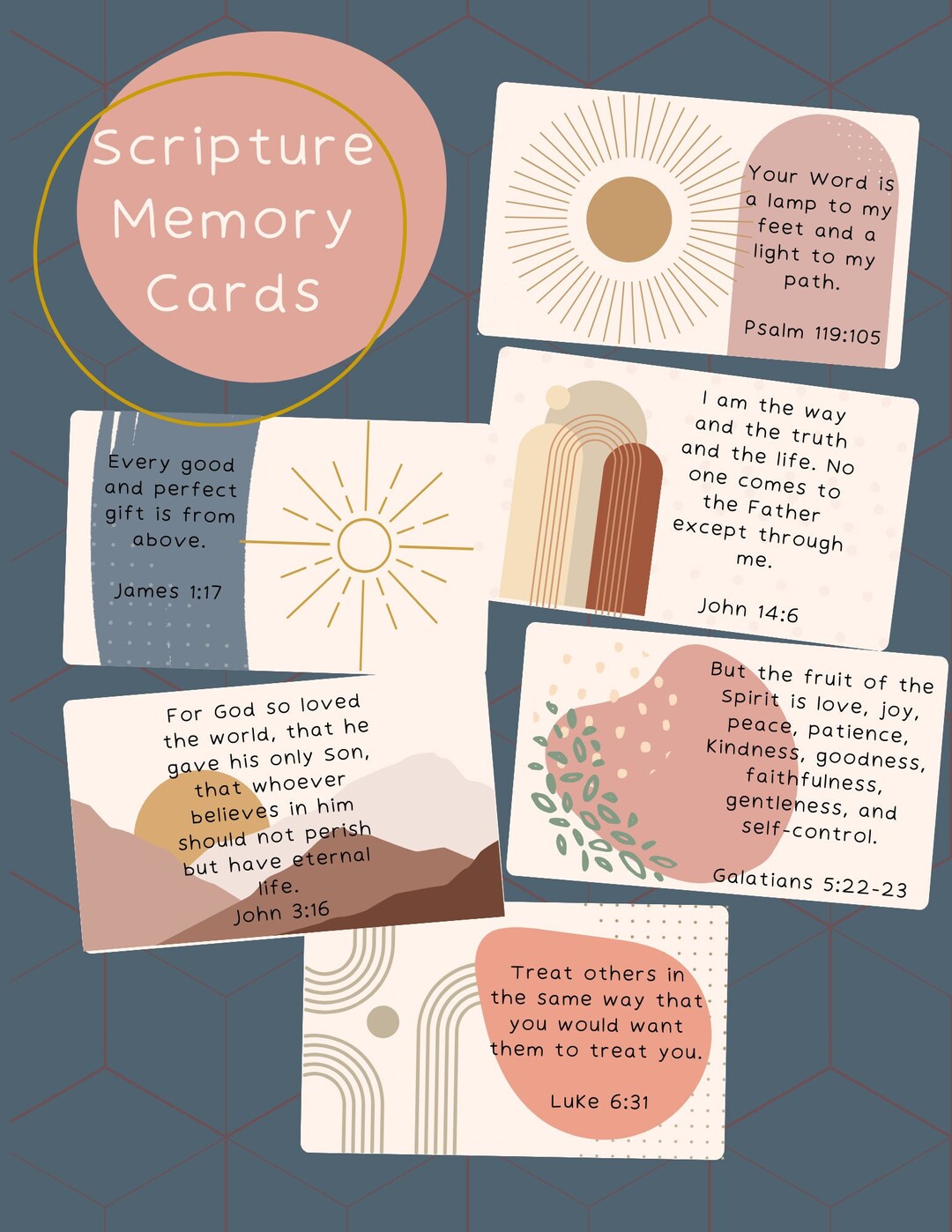 Bible Verse Cards Teen Christian Memory Cards Boho Verse Cards ...