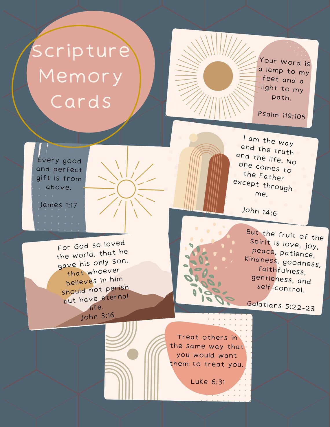 Bible Verse Cards Teen Christian Memory Cards Boho Verse Cards ...