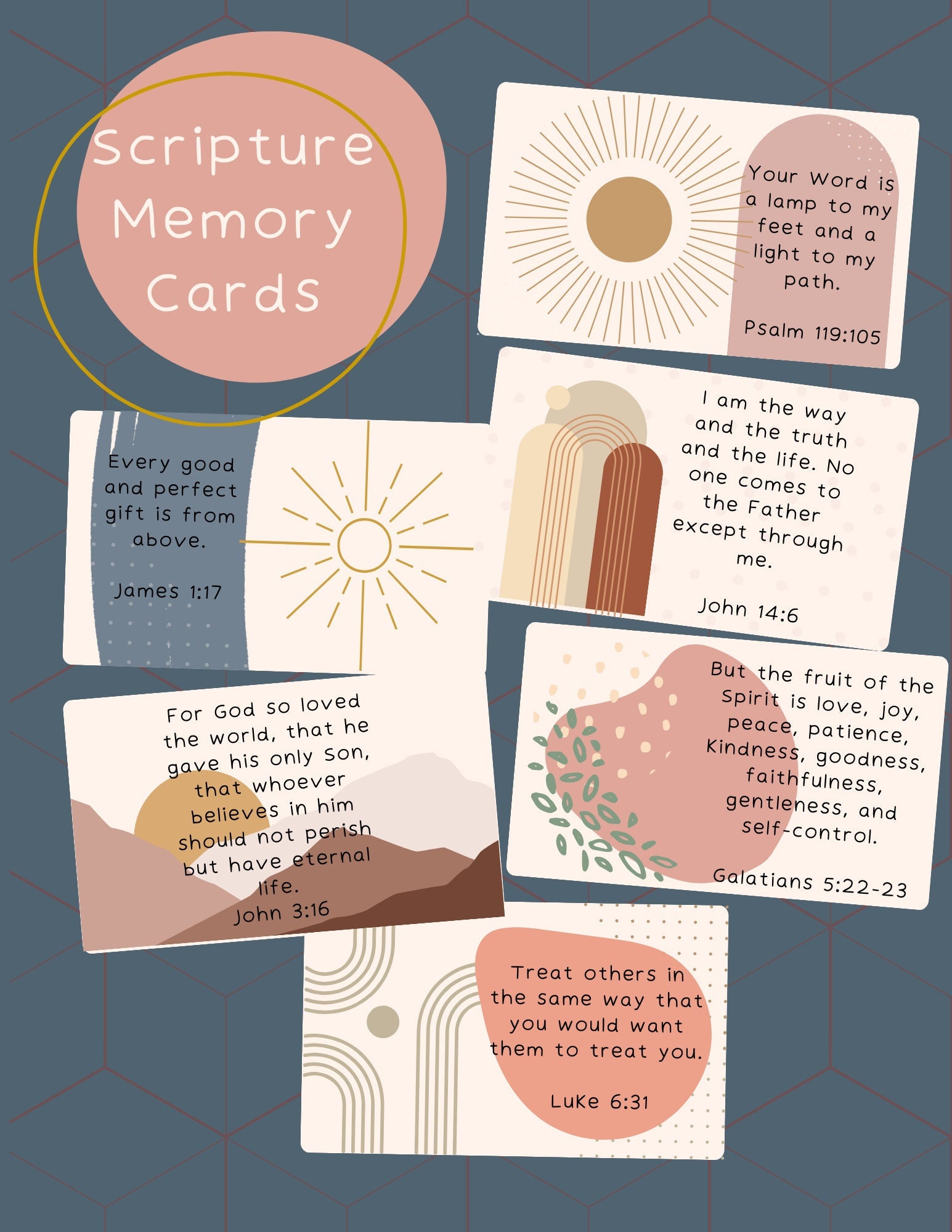 Bible Verse Cards Teen Christian Memory Cards Boho Verse Cards ...