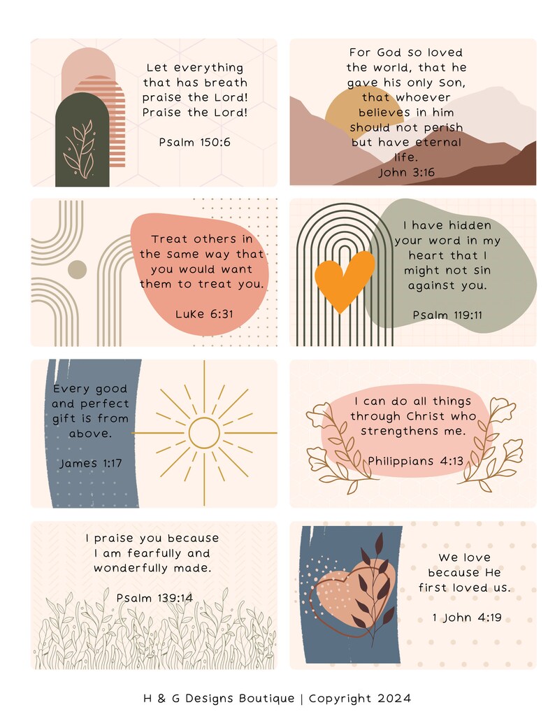 Bible Verse Cards Teen Christian Memory Cards Boho Verse Cards ...