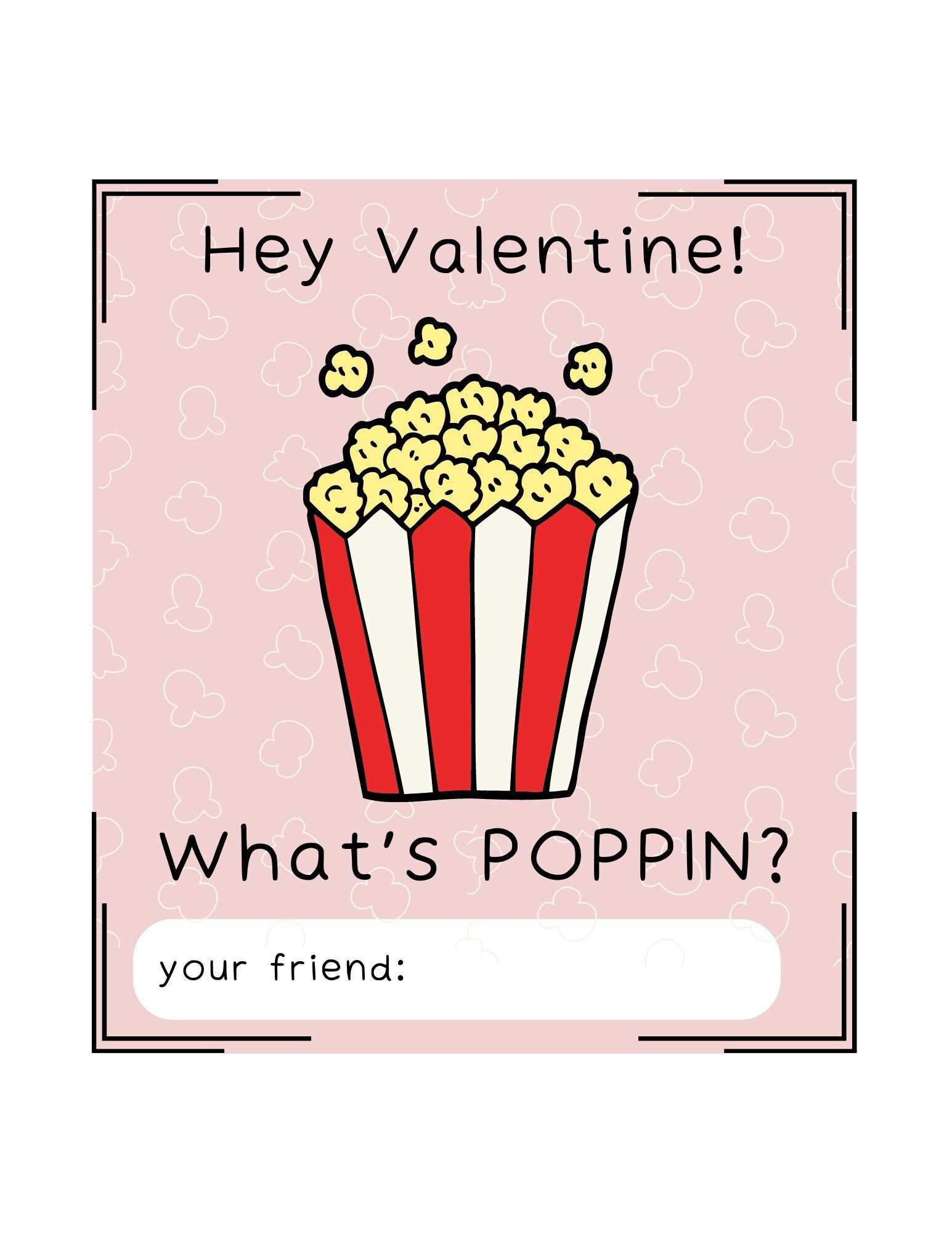 Popcorn Valentine Printable Kids Popcorn Valentine Printable Popcorn ...