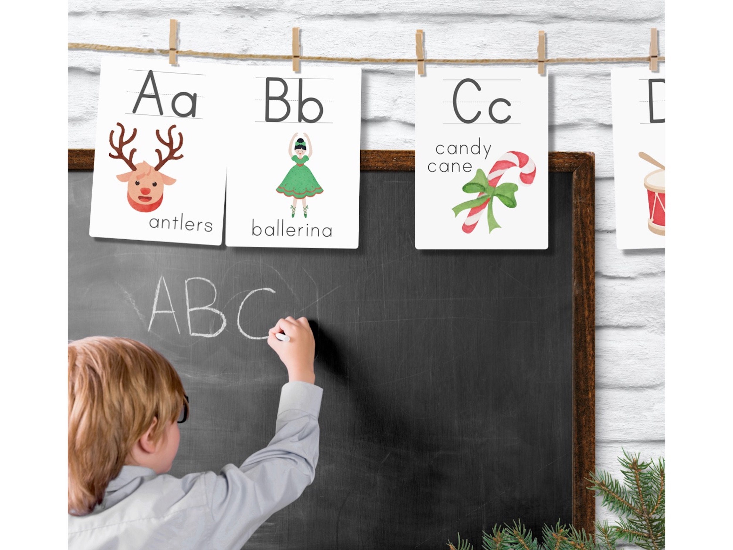 Christmas Alphabet Posters Large Format for Classroom Watercolor ...