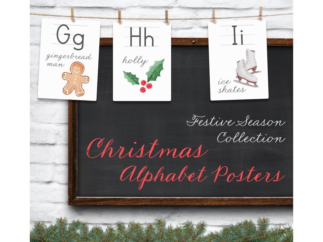 Christmas Alphabet Posters Large Format for Classroom Watercolor ...