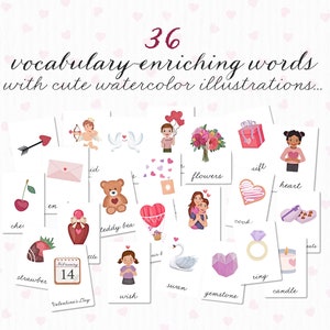 Valentine's Day Montessori-aligned 36 Nomenclature 3 Part Cards, Memory ...
