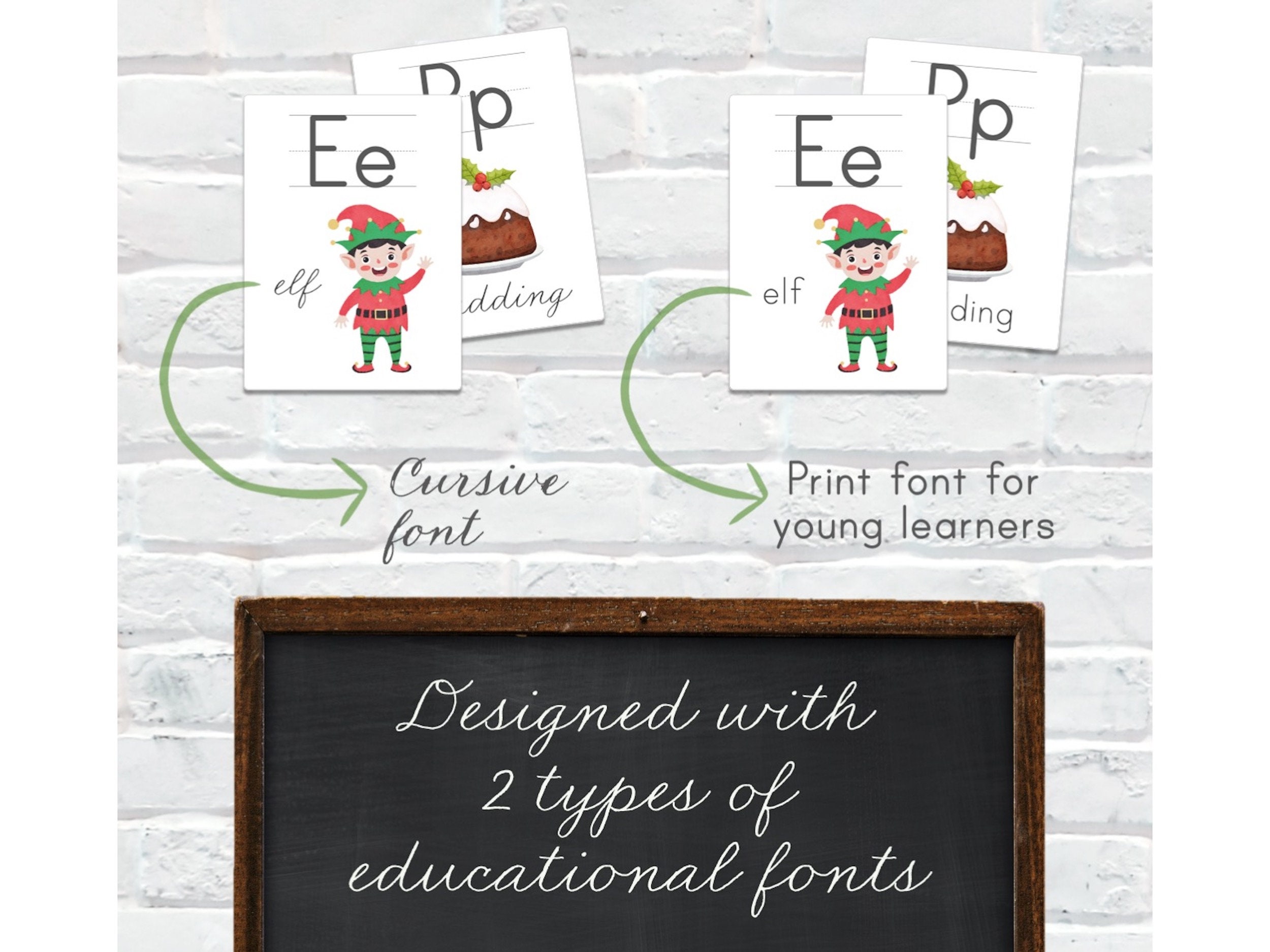 Christmas Alphabet Posters Large Format for Classroom Watercolor ...