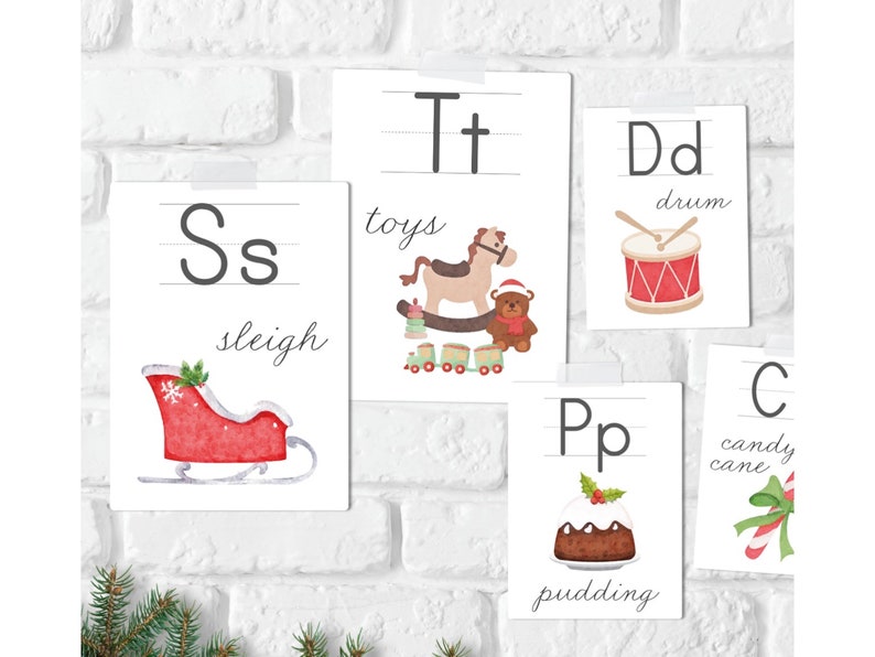 Christmas Alphabet Posters Large Format for Classroom Watercolor ...