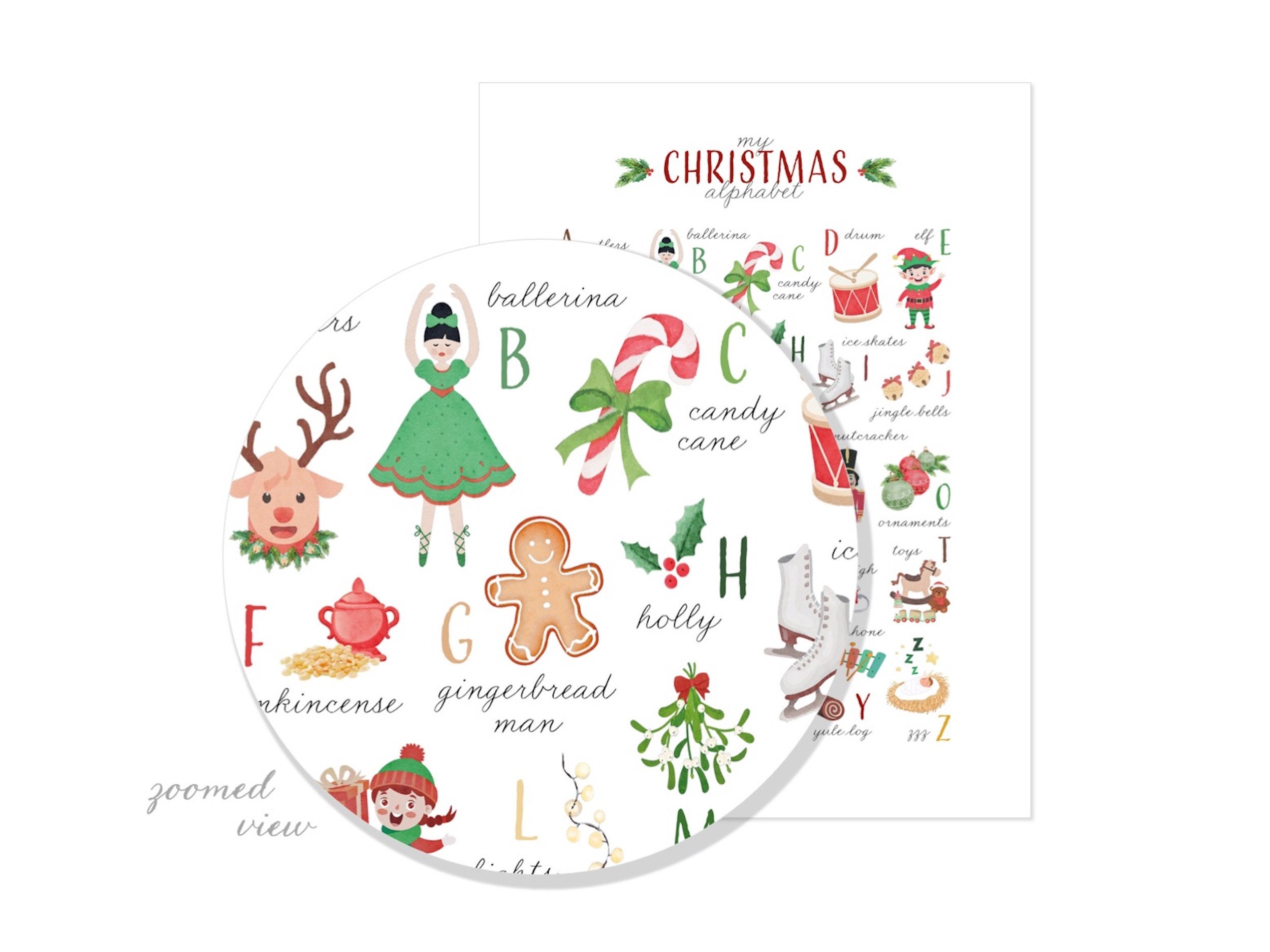Set of 2 Christmas Alphabet Posters ABC Festive Season Holiday Xmas ...
