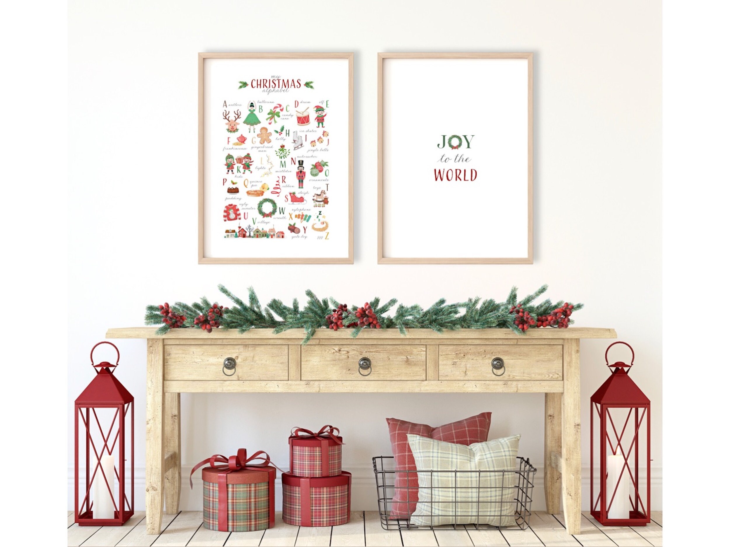 Set of 2 Christmas Alphabet Posters ABC Festive Season Holiday Xmas ...