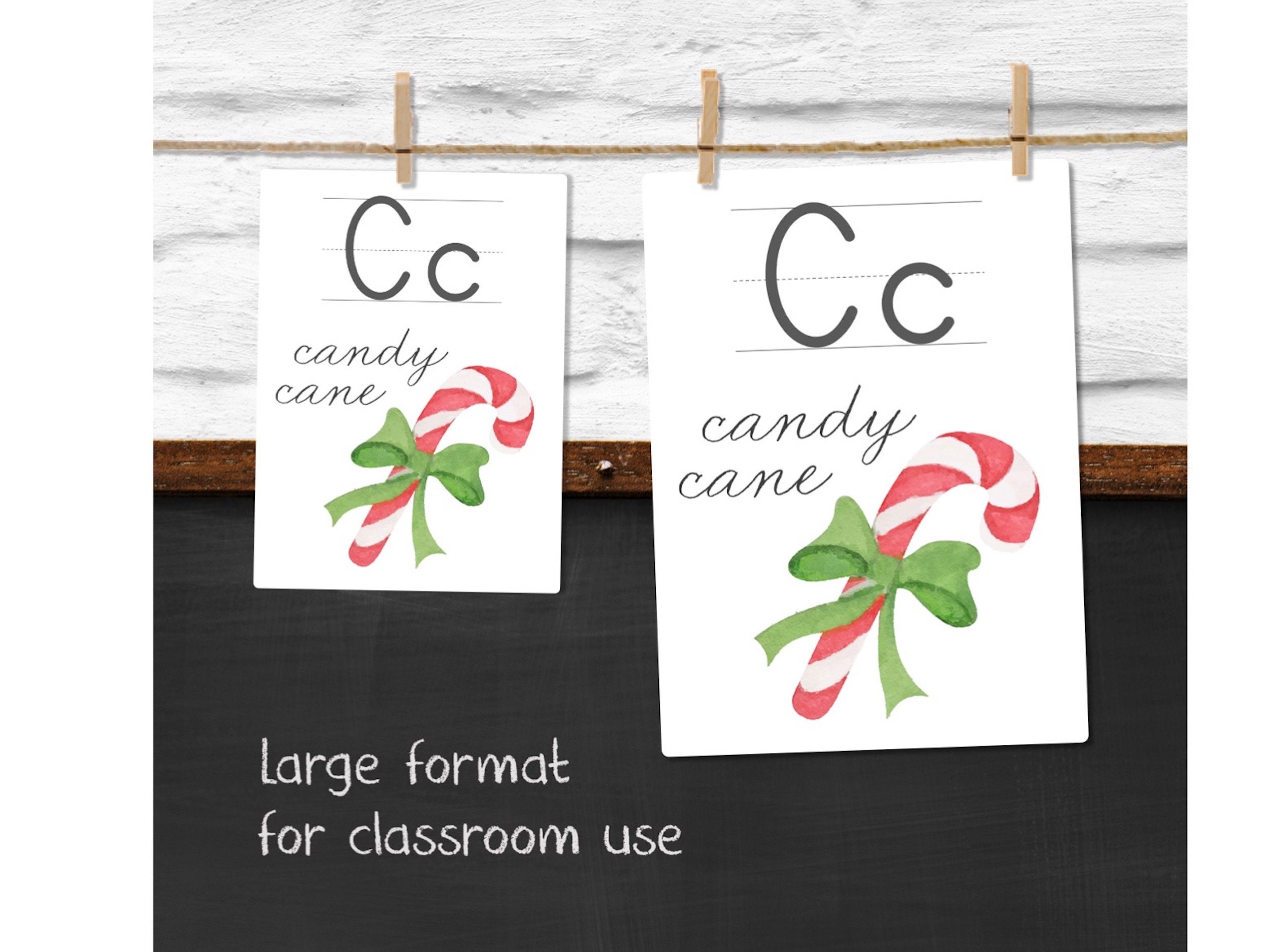 Christmas Alphabet Posters Large Format for Classroom Watercolor ...