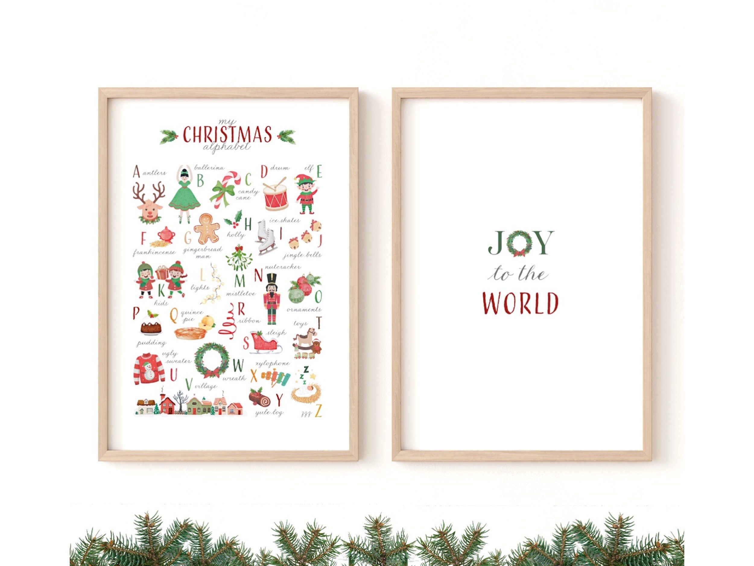 Set of 2 Christmas Alphabet Posters ABC Festive Season Holiday Xmas ...