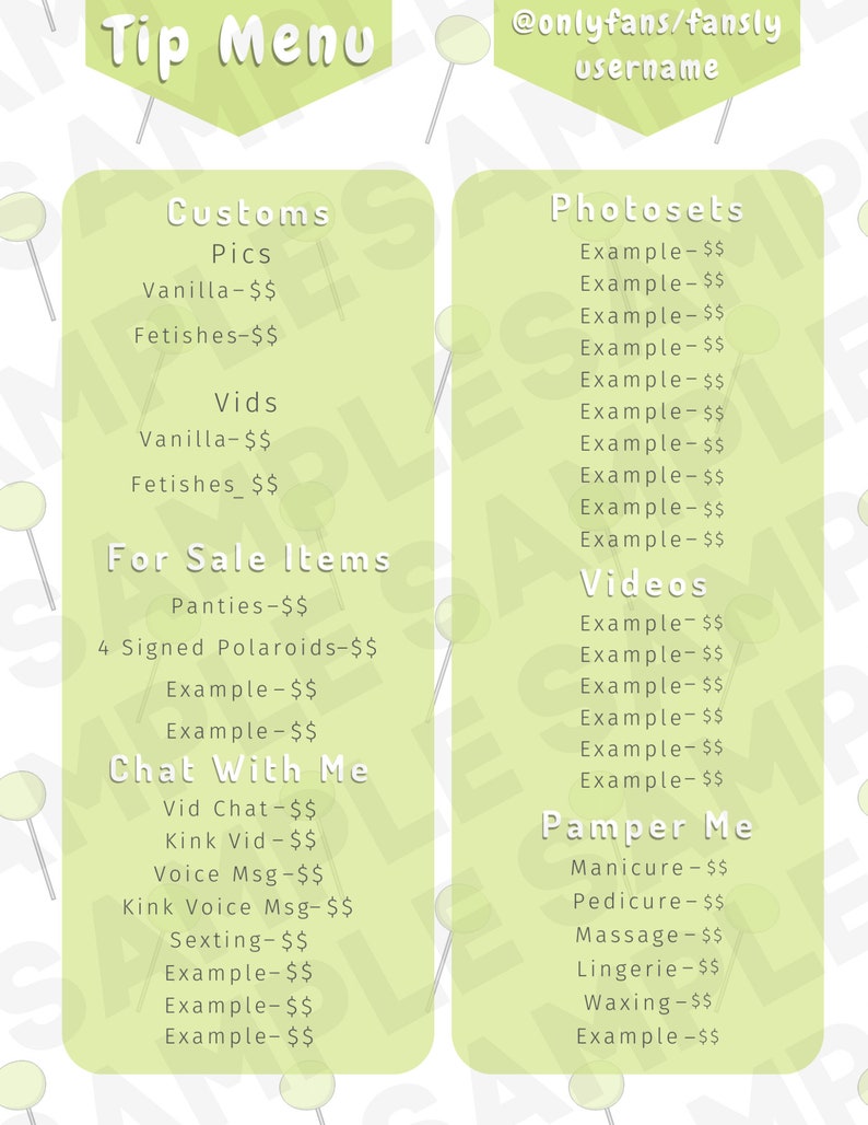 Editable Onlyfans/fansly Tip Menu Lime Lollipop - Etsy
