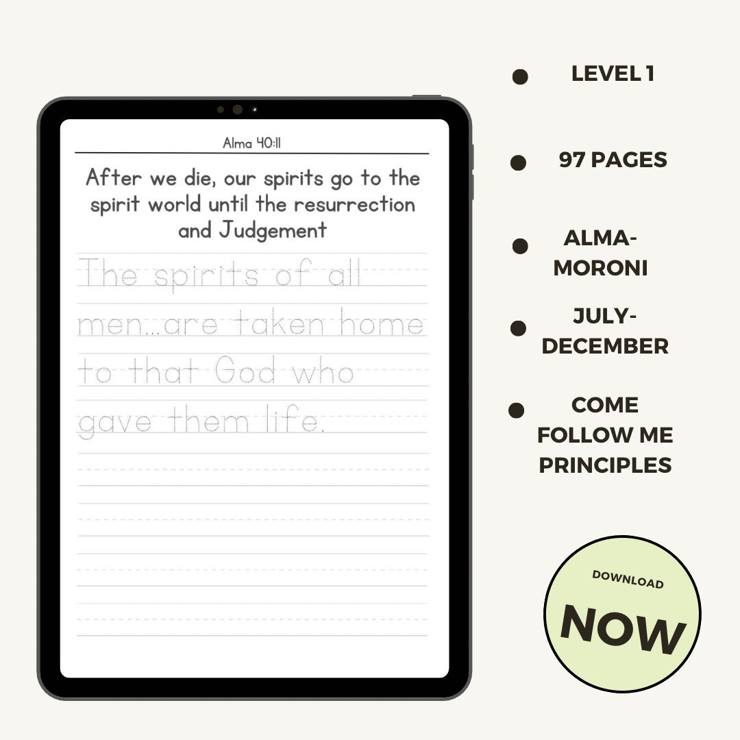 Book of Mormon Handwriting Practice: Level 1, Large Print (digital ...