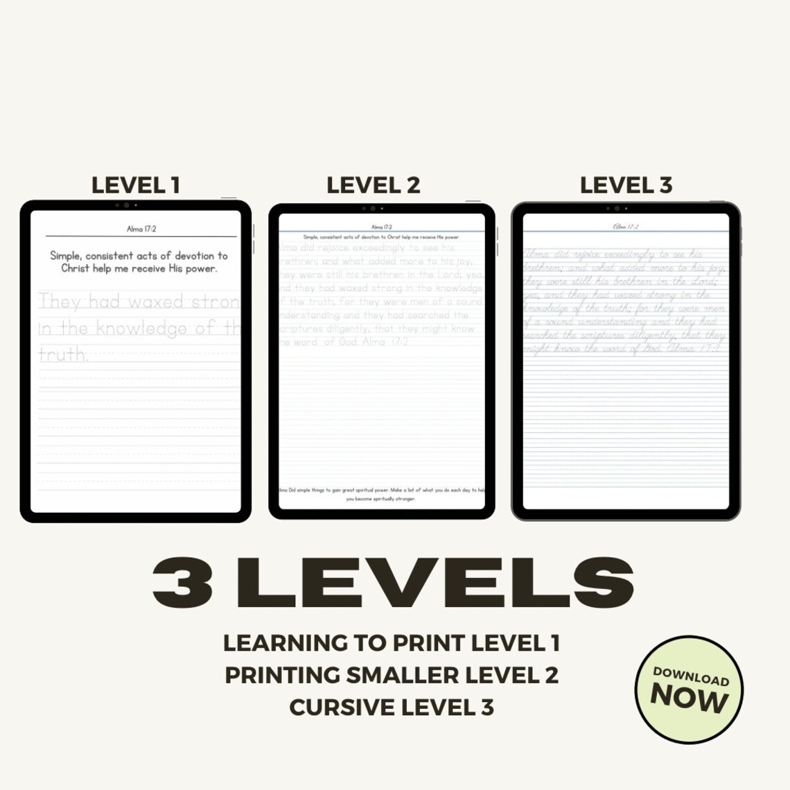 Cursive Book of Mormon Handwriting/copy Work *digital Download ...