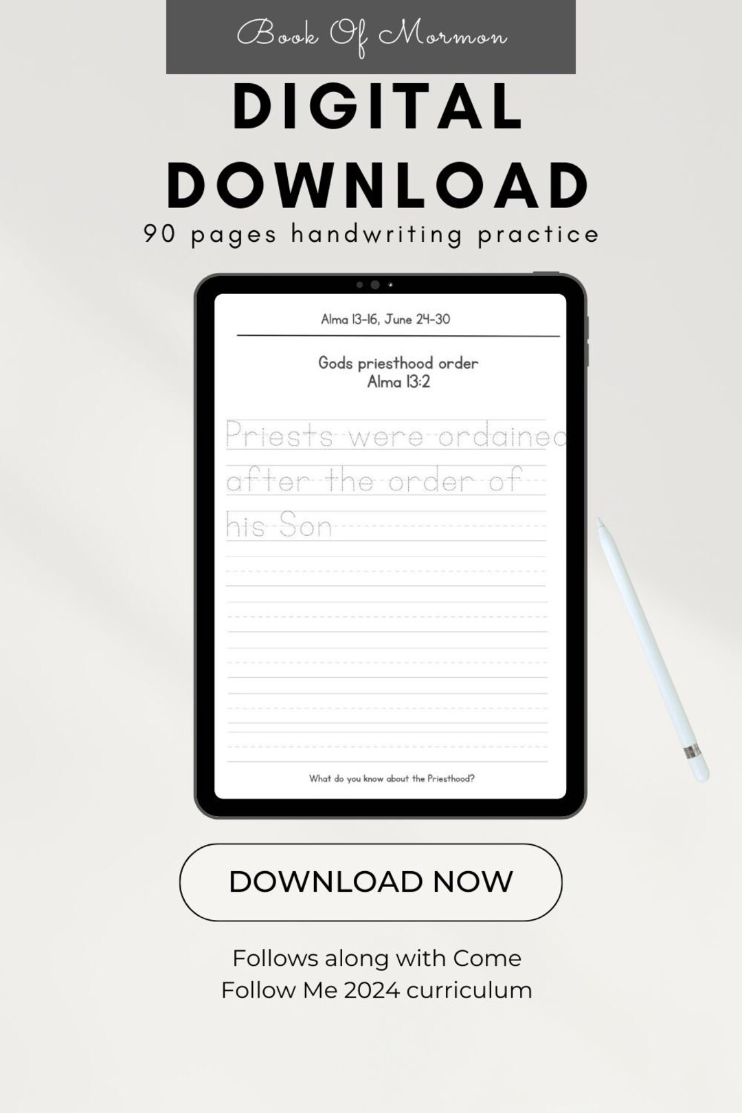 Book of Mormon Handwriting Copy Book: Level One (digital Download) - Etsy