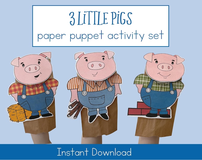 Three Little Pigs Felt Finger Puppets Pig Puppets Nursery Rhyme ...