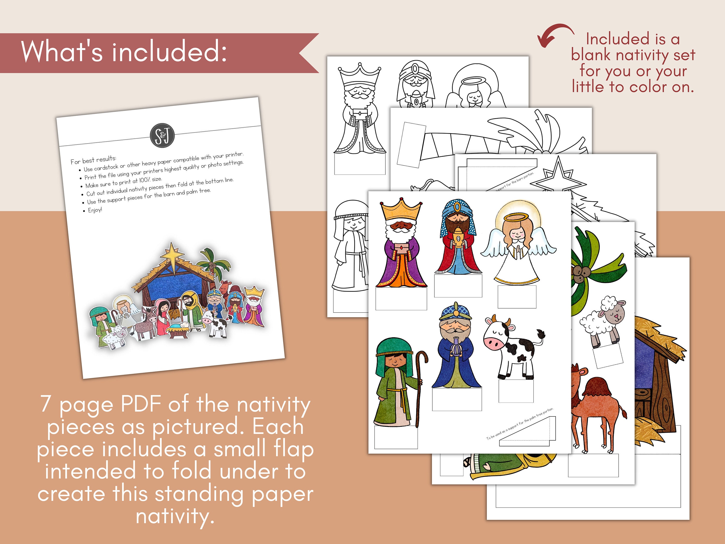 Christmas Nativity Instant Download for Kids, Kids Christmas Coloring ...