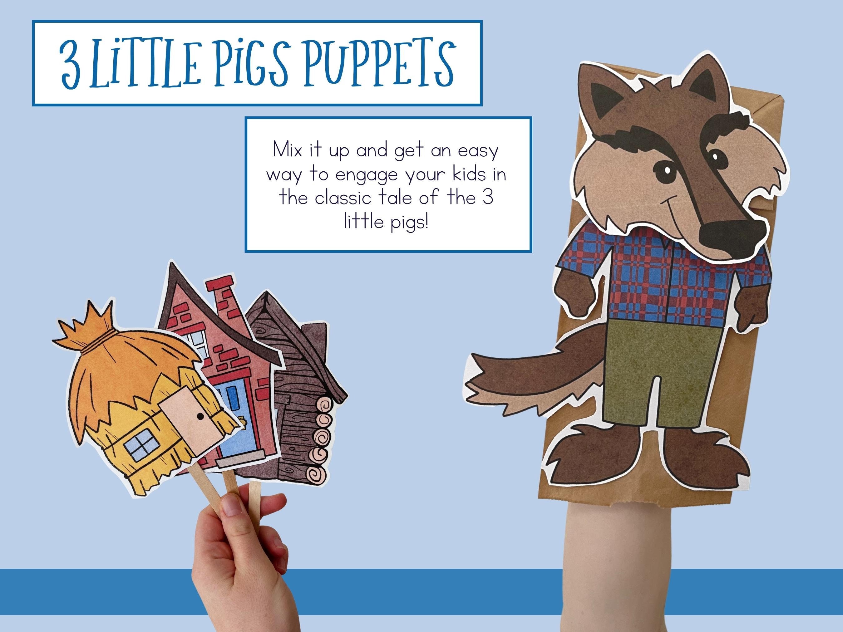 3 Little Pigs Puppets Learning Activity, Instant Download - Etsy