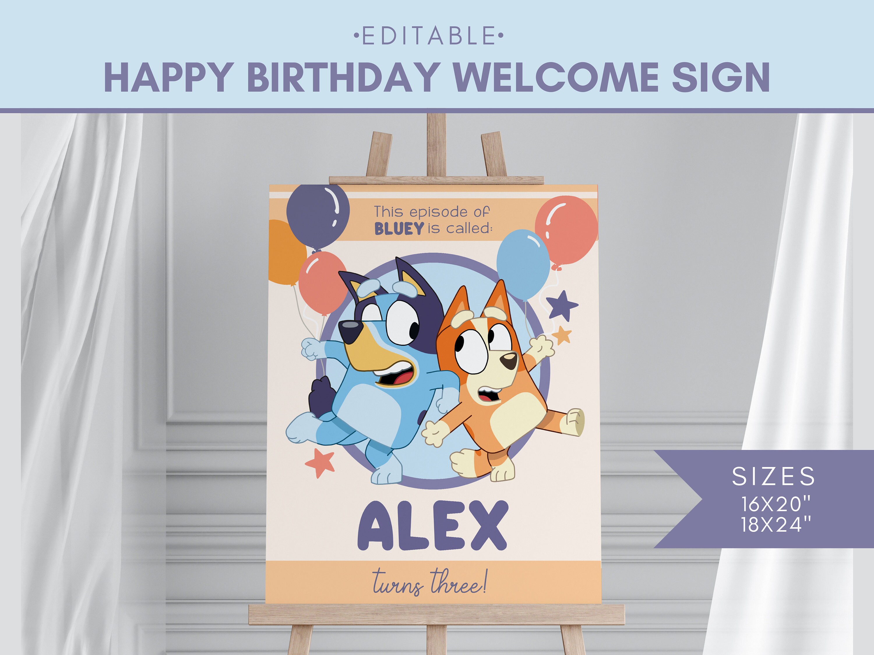 Bluey Birthday Welcome Sign, Bluey Birthday Decorations, Bluey Theme ...