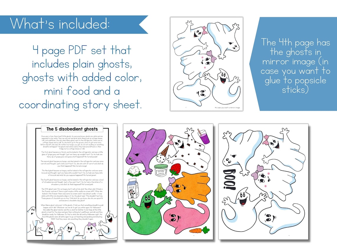 The Five Little Ghosts Popsicle Puppets, the Chocolate Chip Ghost ...