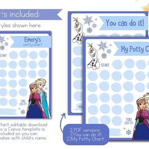 Editable Potty Chart, Custom Sticker Chart, Printable Frozen Reward ...