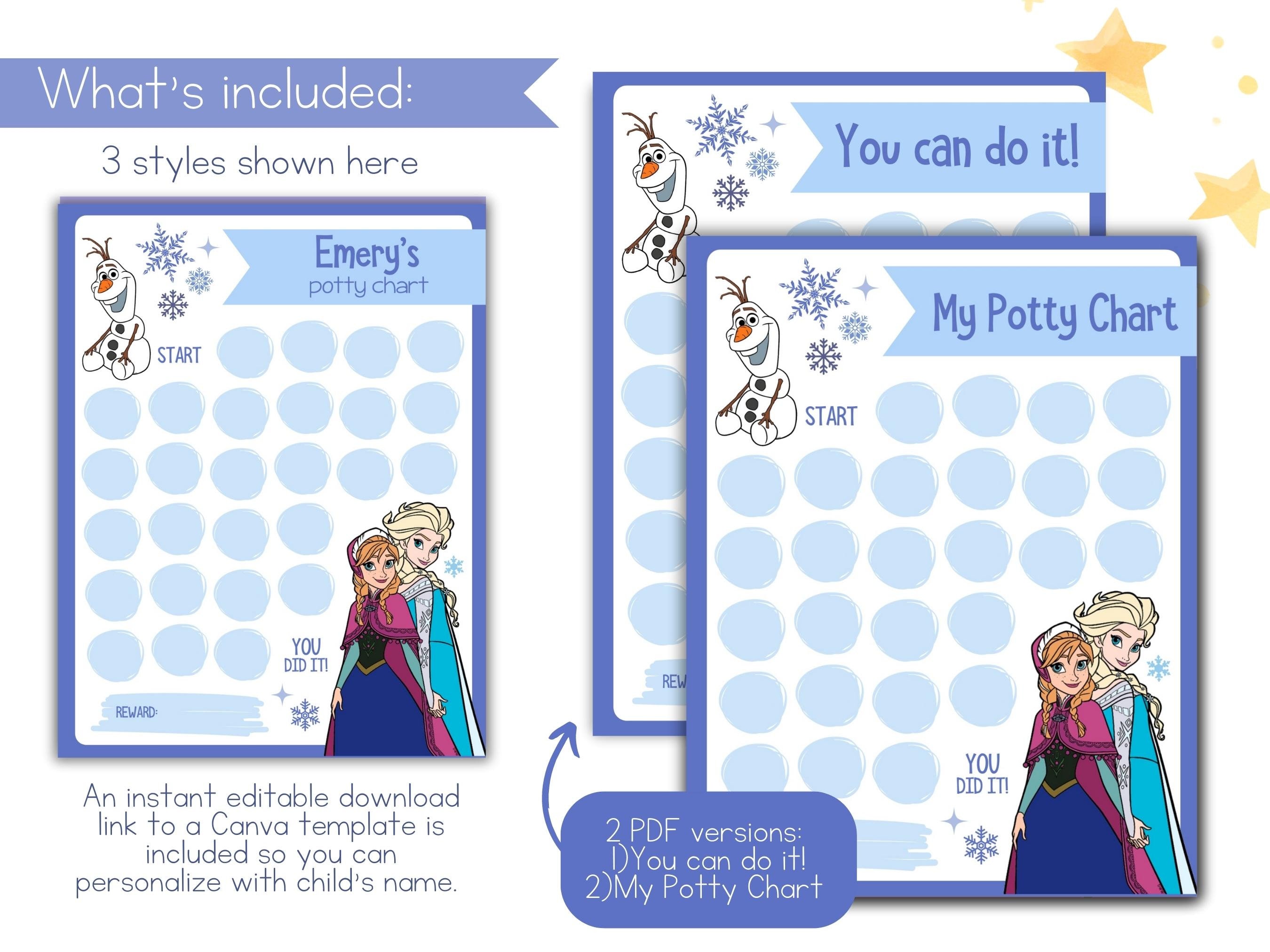 Editable Potty Chart, Custom Sticker Chart, Printable Frozen Reward ...