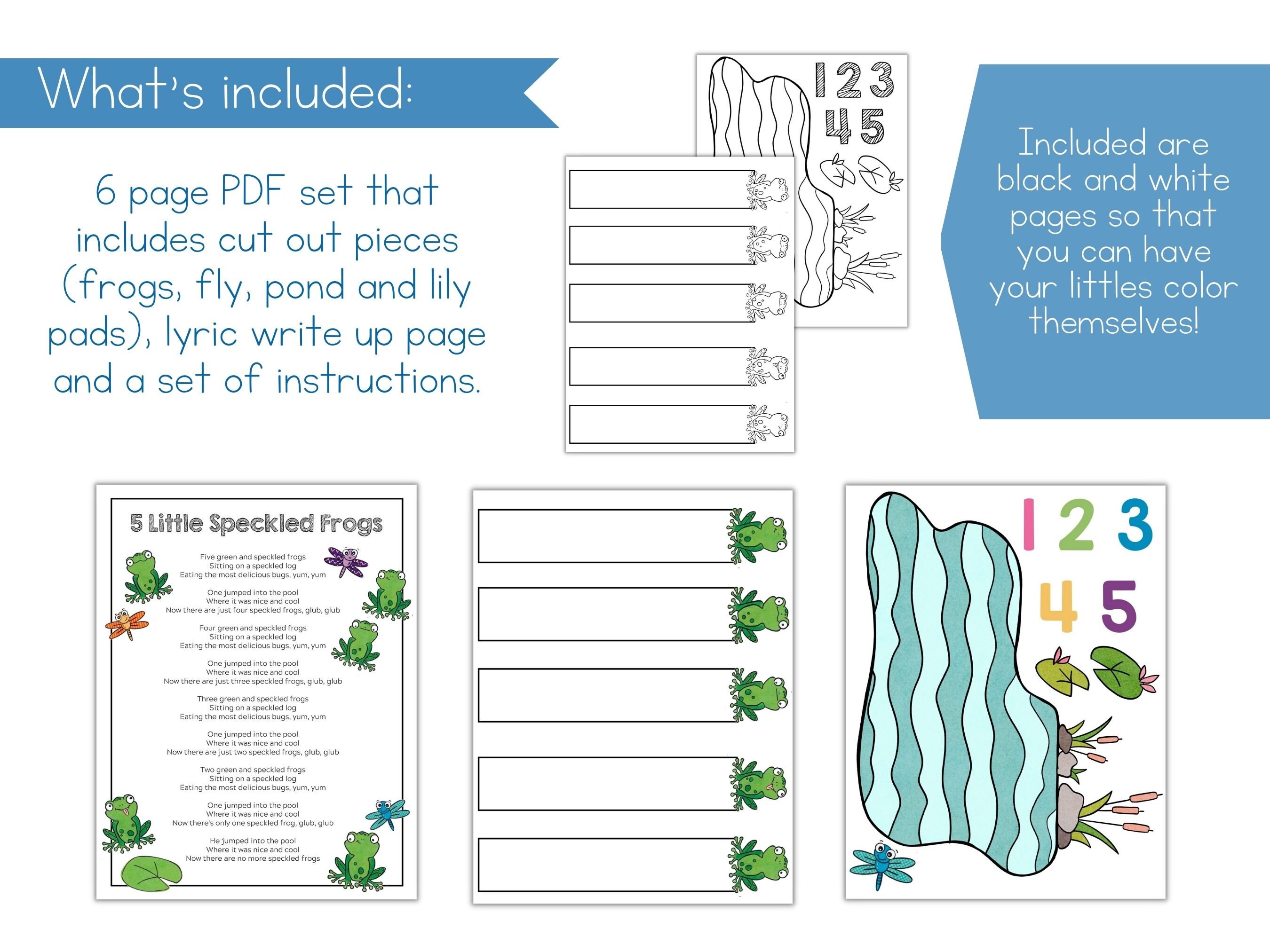 5 Little Speckled Frogs Learning Activity Digital Download - Etsy