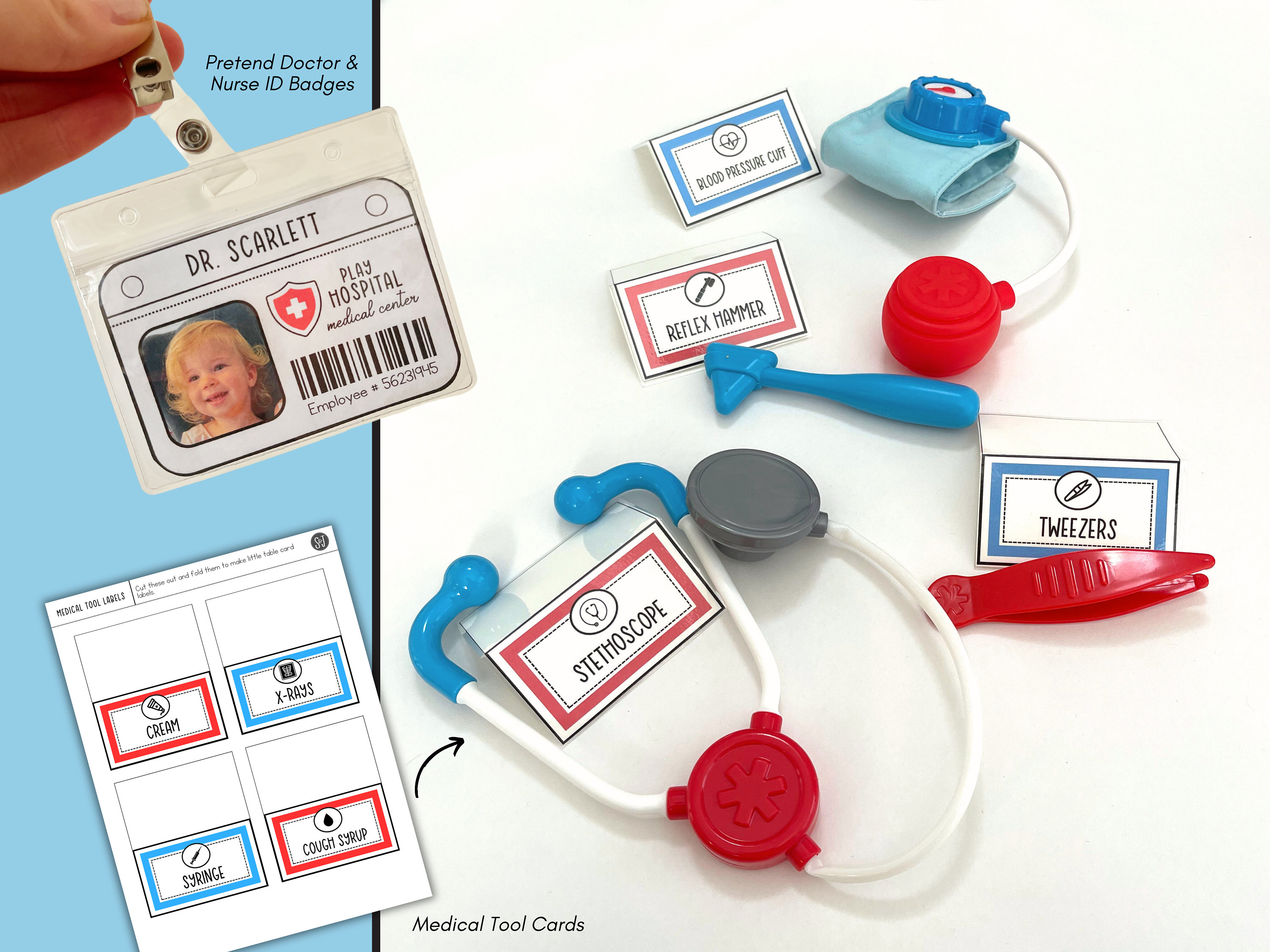 Dramatic Play Printables, Doctor Dramatic Play Set, Instant Download, Hospital Play, Pretend Dr ...