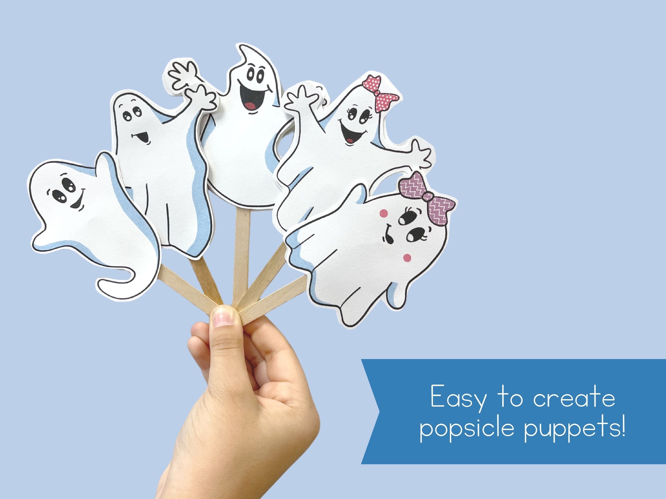The Five Little Ghosts Popsicle Puppets, the Chocolate Chip Ghost ...