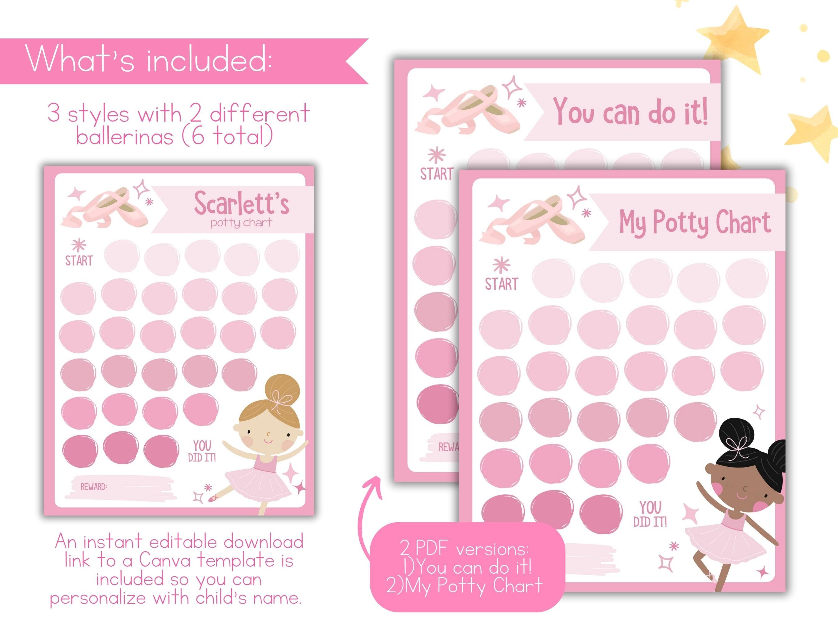 Editable Reward Chart, Printable Ballerina Reward Chart, Potty Training ...