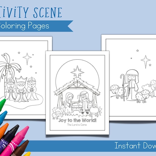 Christmas Nativity Coloring Pages for Kids Kids Christmas - Etsy