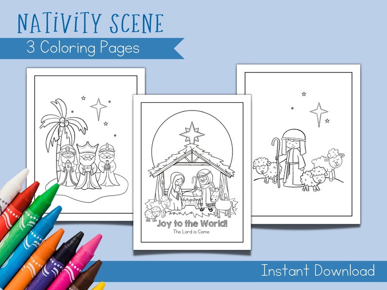 Christmas Nativity Coloring Pages for Kids Kids Christmas - Etsy