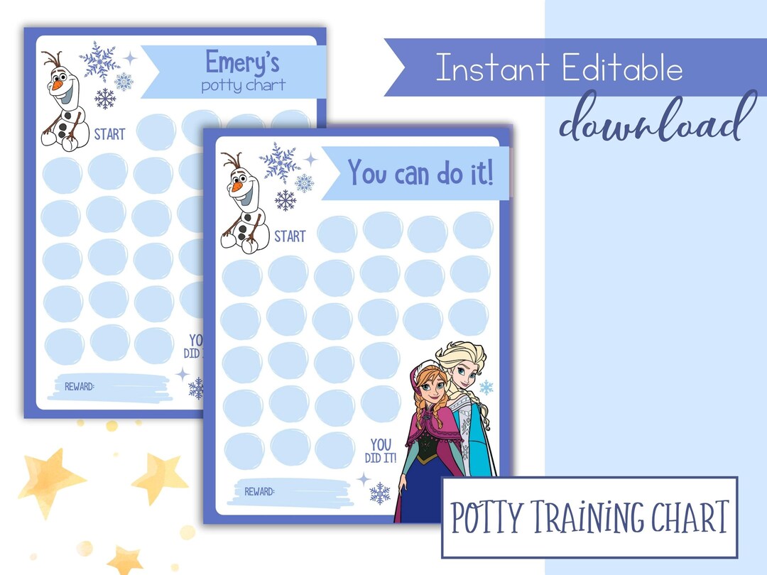 Editable Potty Chart, Custom Sticker Chart, Printable Frozen Reward ...