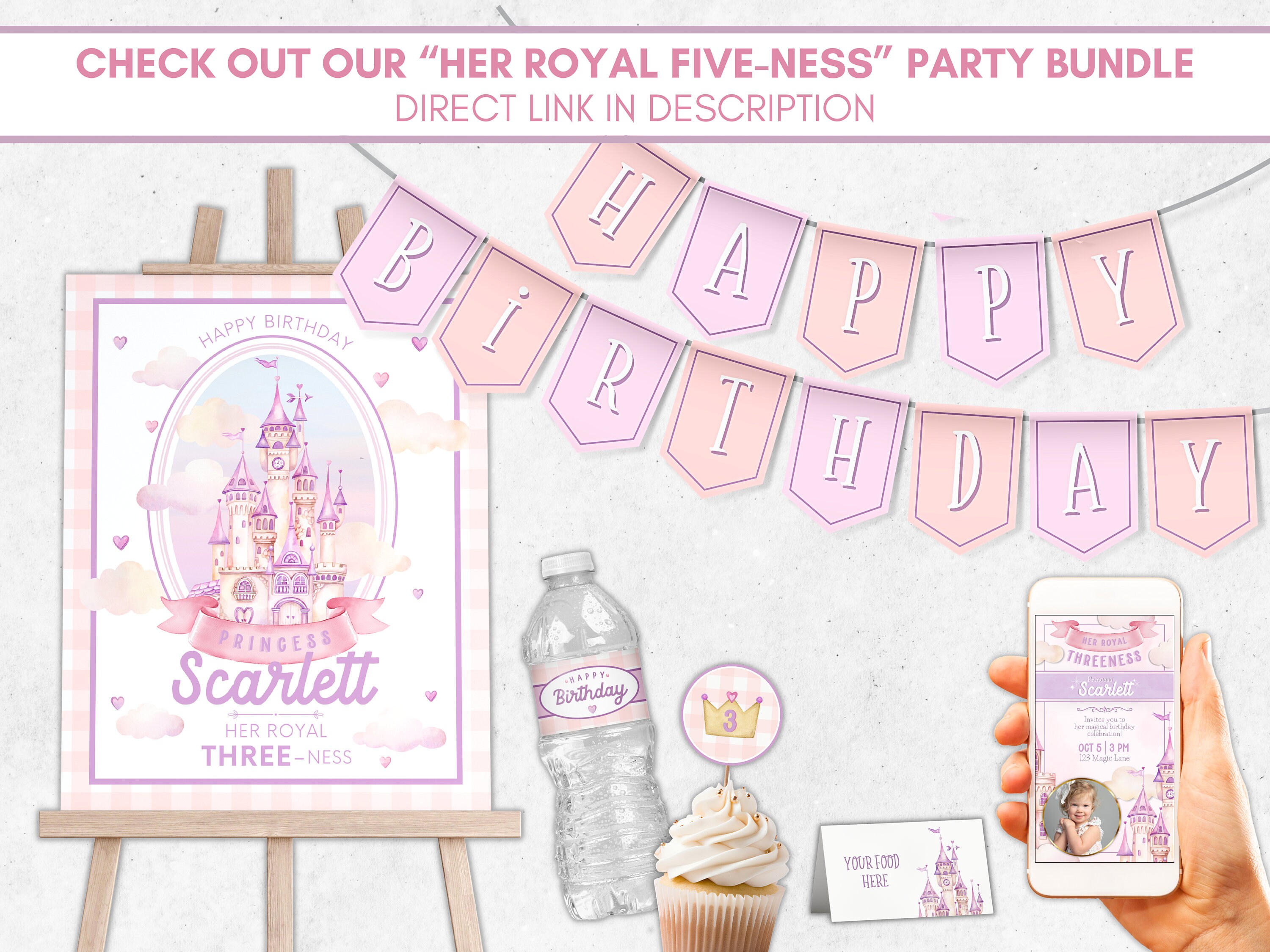 Her Royal Fiveness Princess Birthday Invitation, 5 Year Old Girl ...