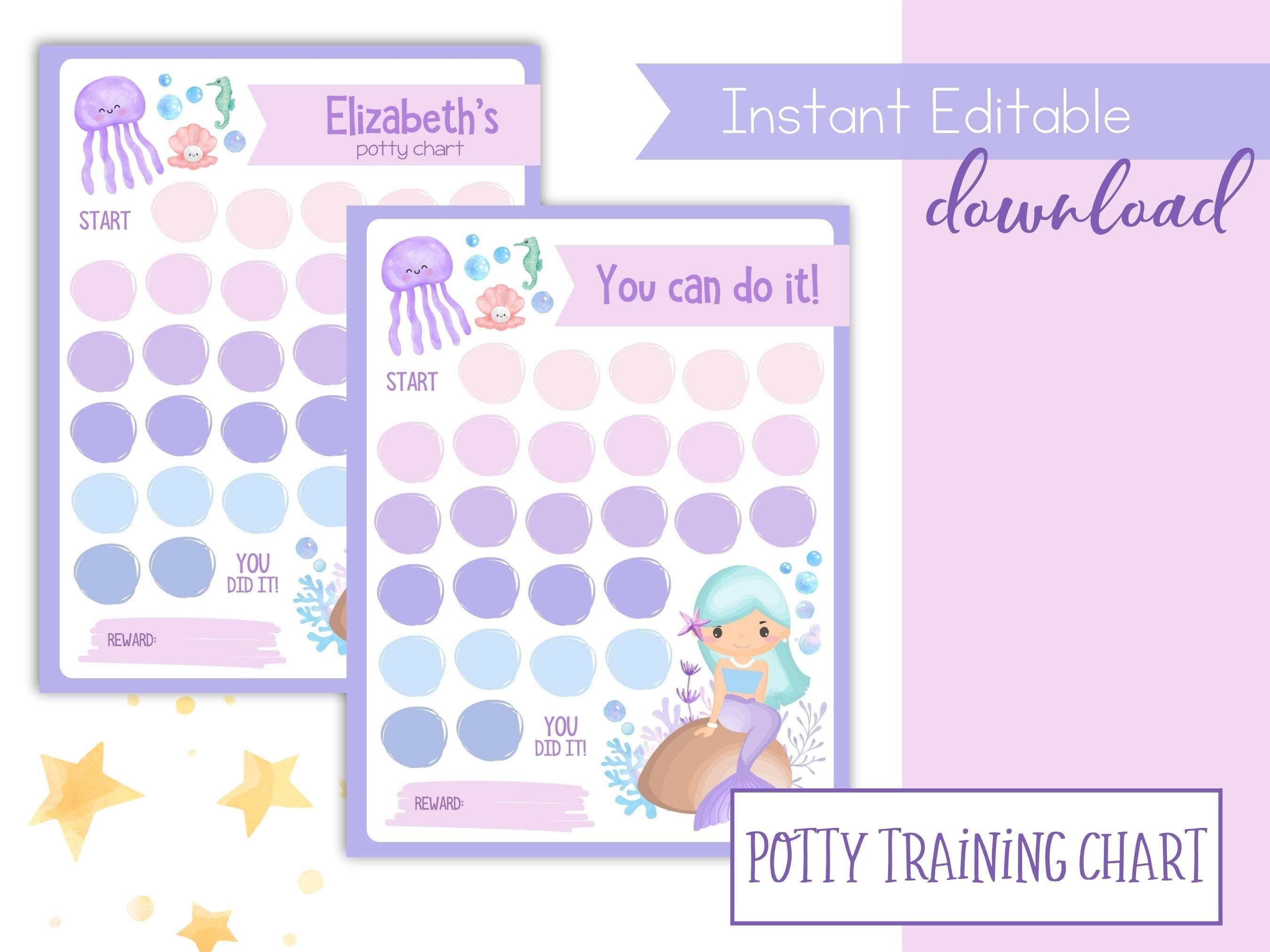 Editable Reward Chart, Editable Potty Chart, Printable Mermaid Reward ...