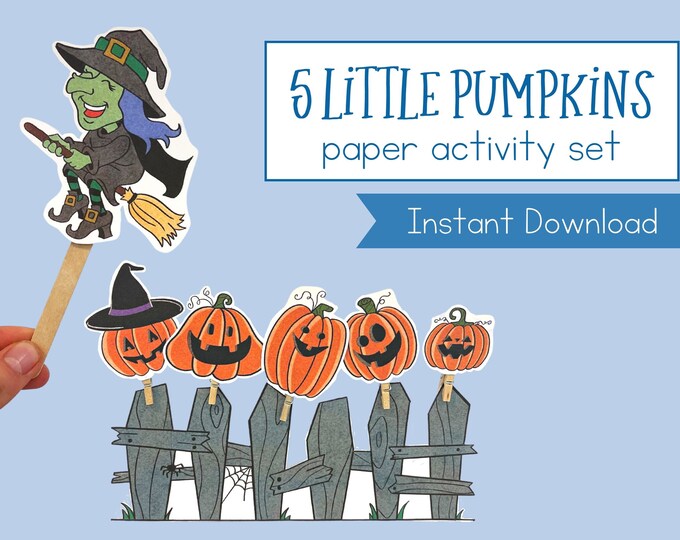 The Five Little Pumpkins Instant Download Paper Activity, Preschool ...
