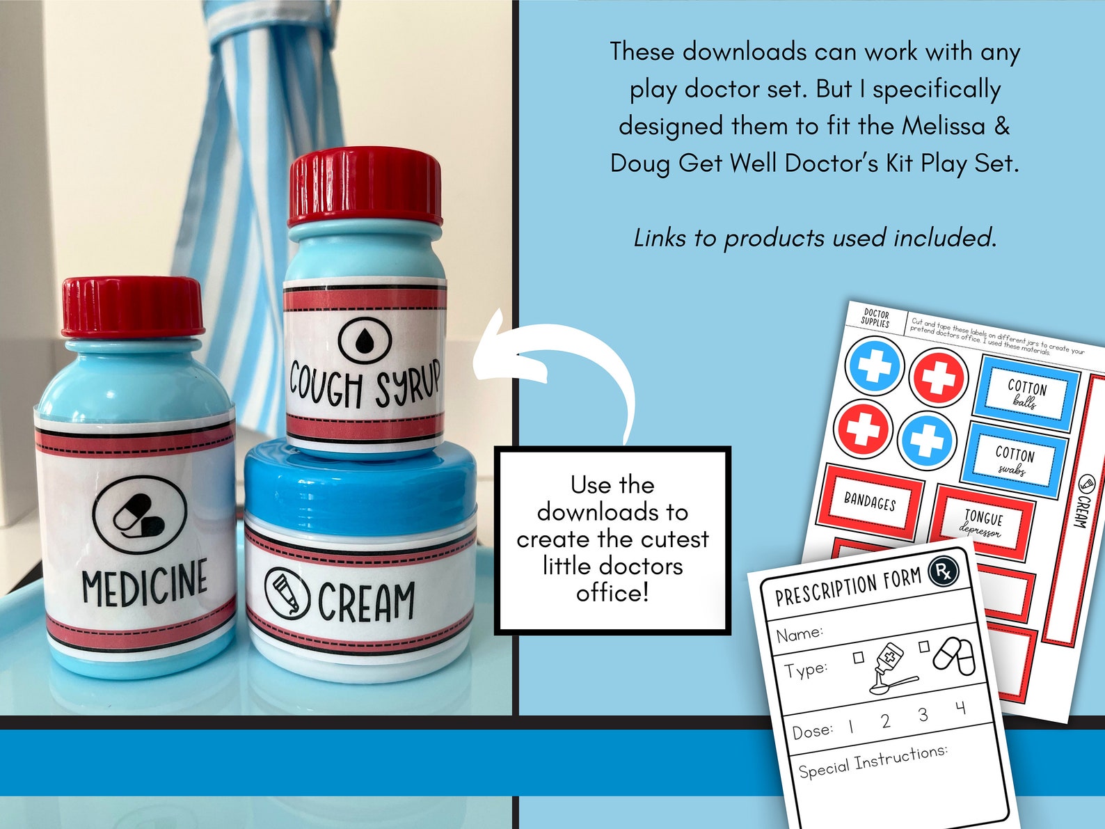 Dramatic Play Printables, Doctor Dramatic Play Set, Instant Download, Hospital Play, Pretend Dr ...