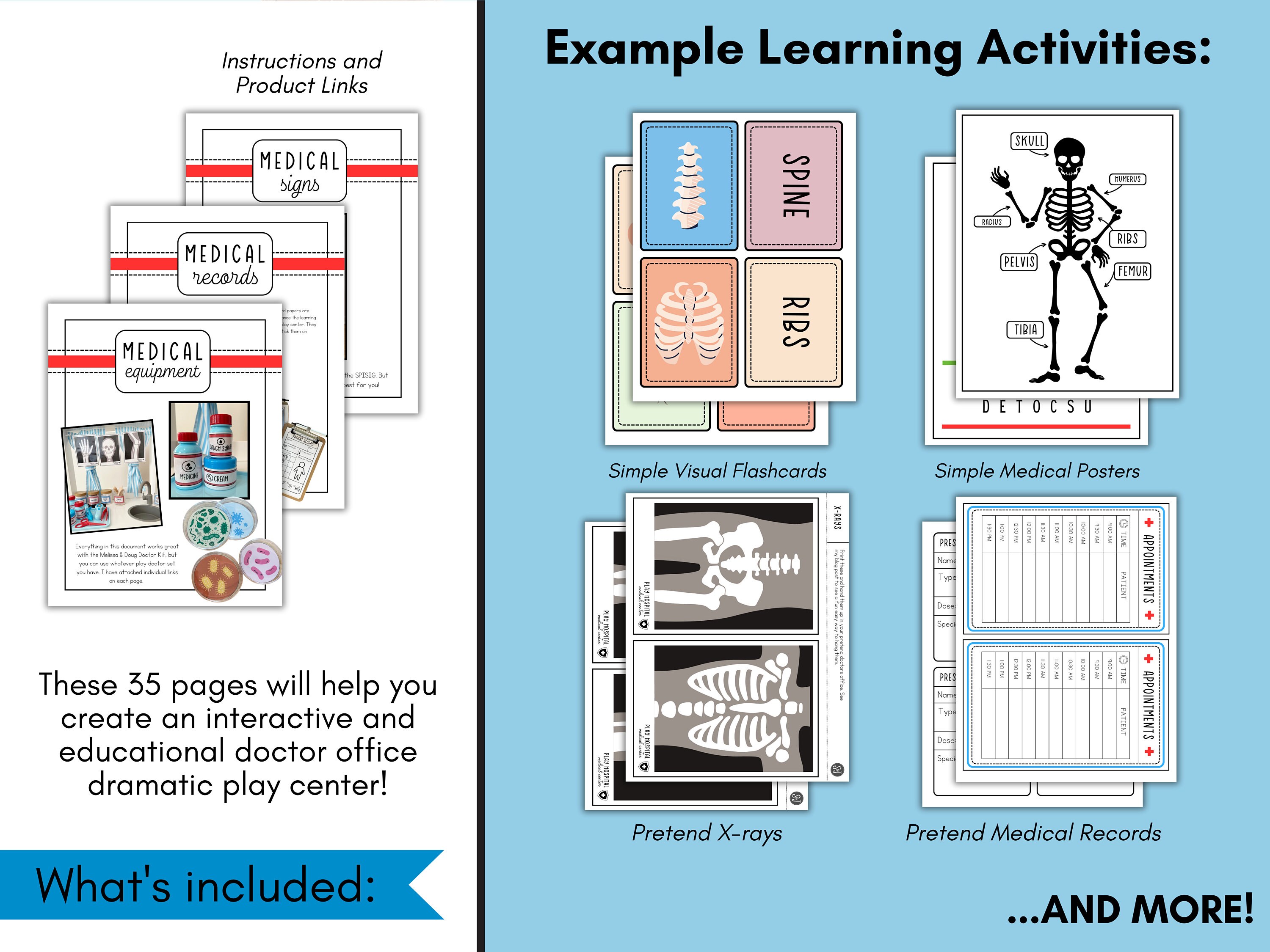 Dramatic Play Printables, Doctor Dramatic Play Set, Instant Download, Hospital Play, Pretend Dr ...