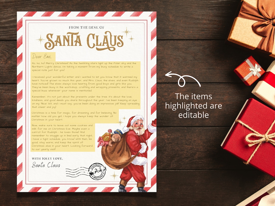 Editable Letters From Santa Editable Santa Letters Letter - Etsy