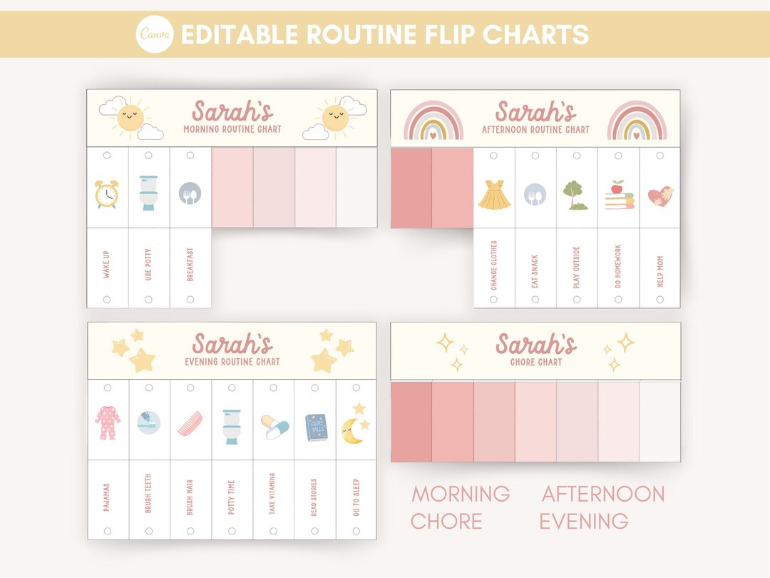Routine Flip Chart, Visual Schedule, Bedtime Routine Chart ...