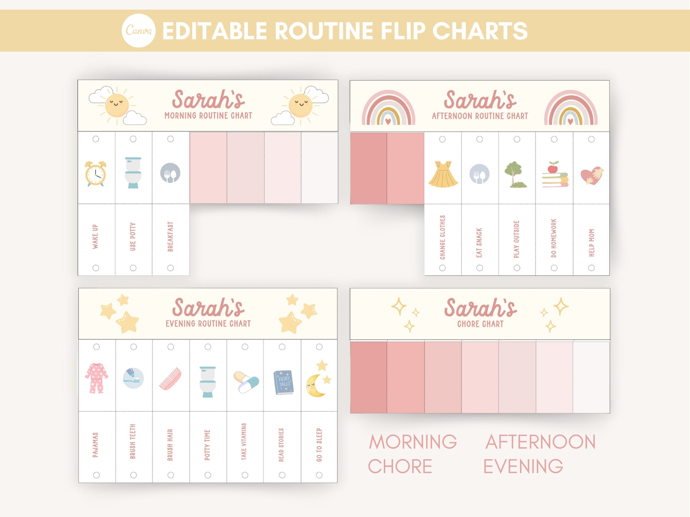 Routine Flip Chart, Visual Schedule, Bedtime Routine Chart ...