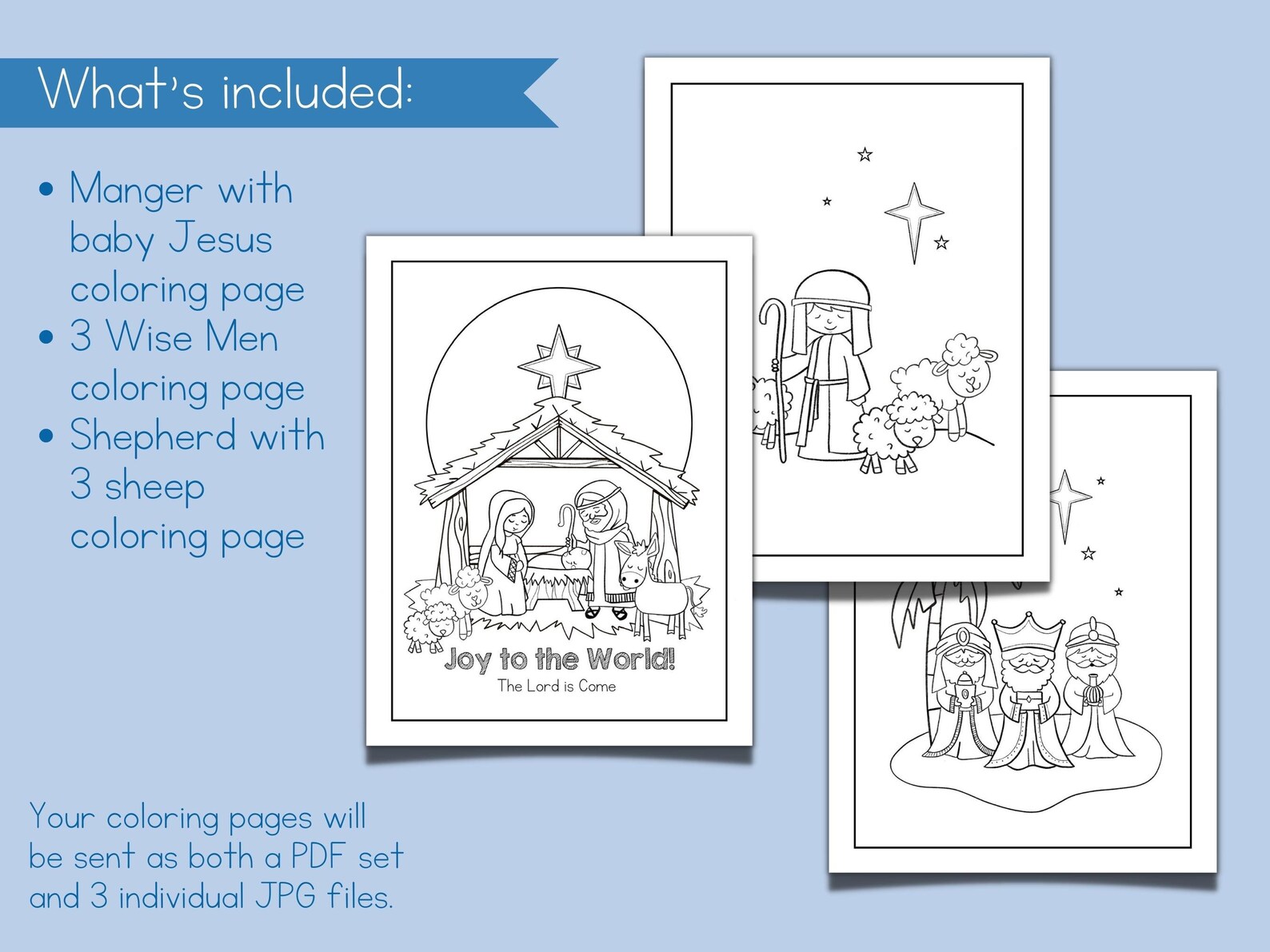 Christmas Nativity Coloring Pages for Kids Kids Christmas - Etsy