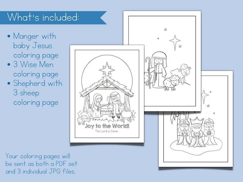 Christmas Nativity Coloring Pages for Kids Kids Christmas - Etsy