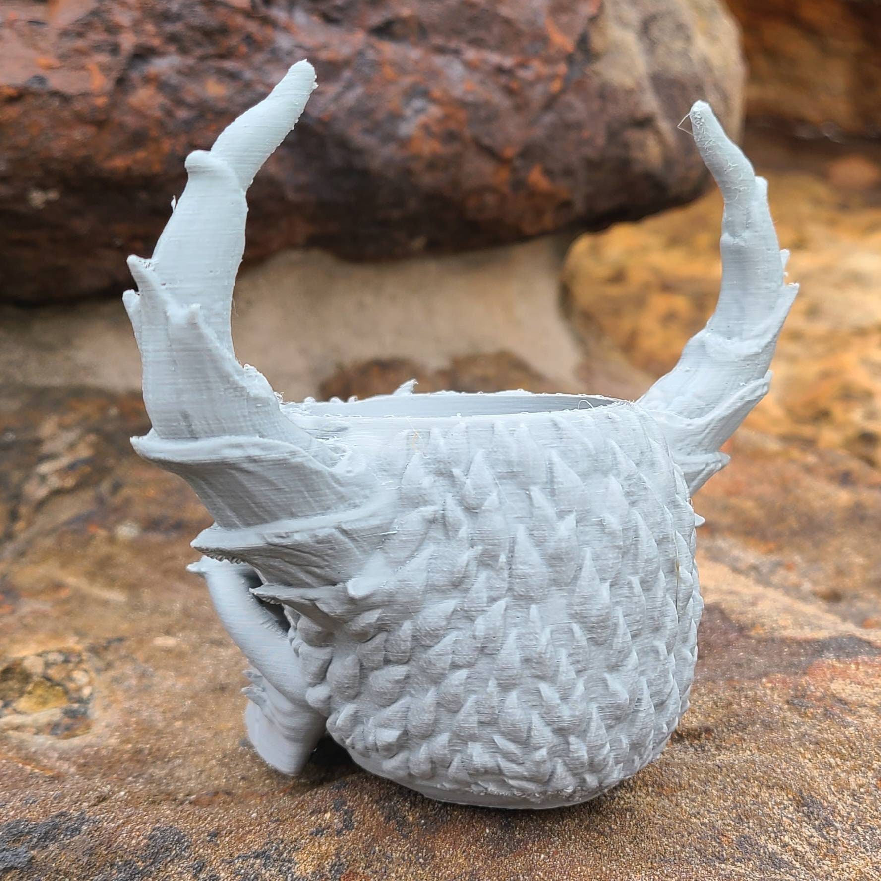 Skull Bowl Horned | Demon Horned Planter Succulent | 3D Printed ...