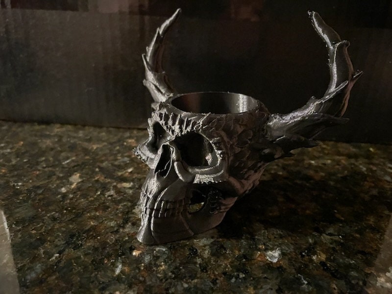 Skull Bowl Horned | Demon Horned Planter Succulent | 3D Printed ...