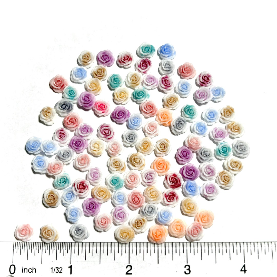 120 Pcs Mixed Color Roses Flowers Mini Charms for Nail Art, DIY Phone ...