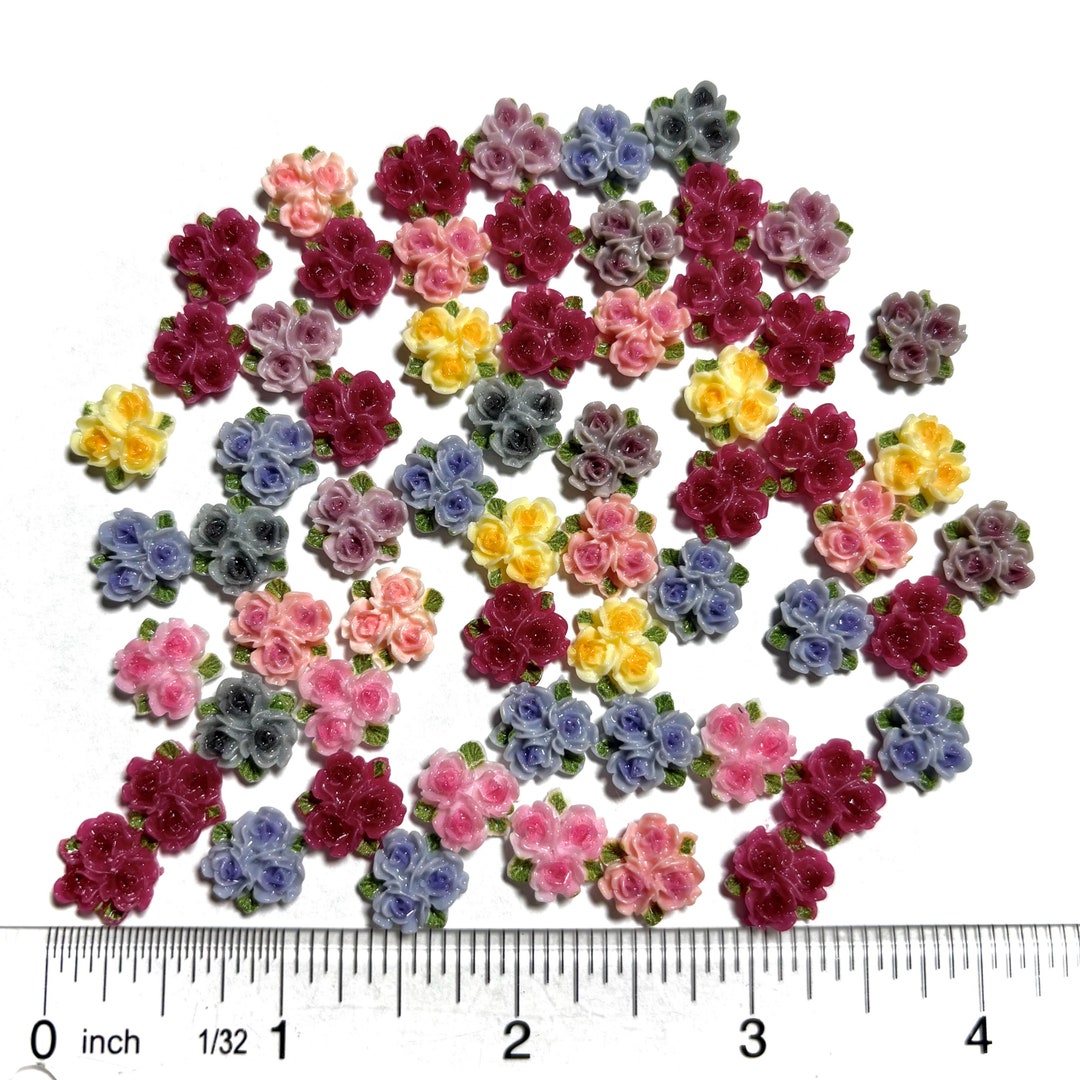 60 Pcs Mixed Color 3 Flowers Mini Charms for Nail Art, DIY Phone Cases ...