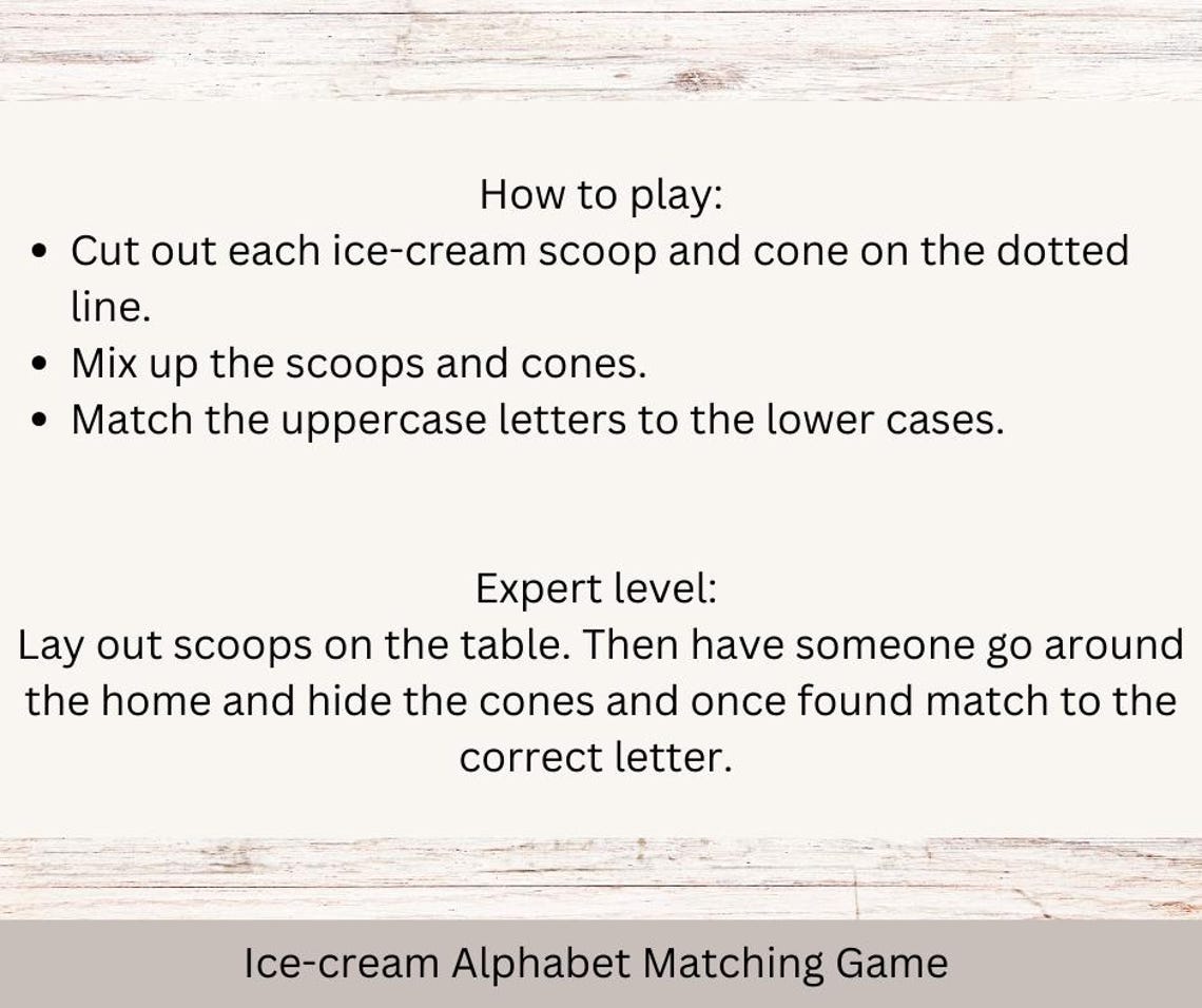 Ice-cream Alphabet Matching Game Toddler Activity Preschool Matching ...