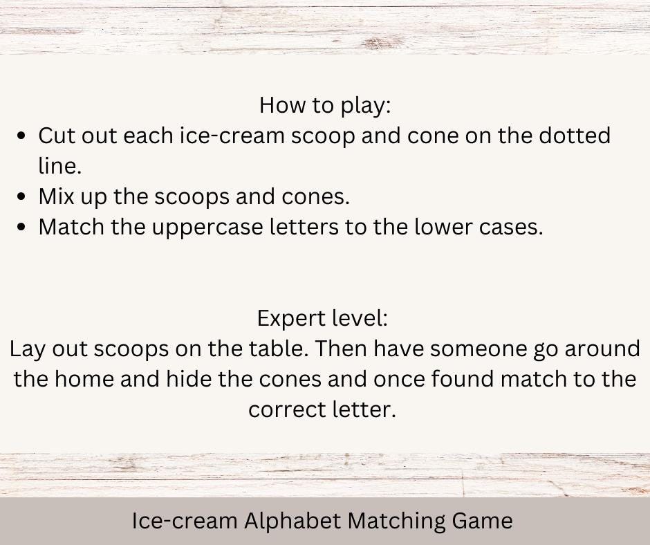 Ice-cream Alphabet Matching Game Toddler Activity Preschool Matching ...