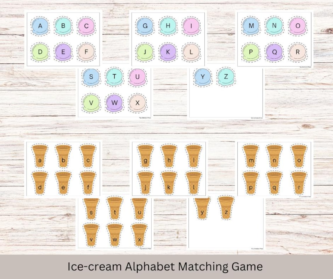 Ice-cream Alphabet Matching Game Toddler Activity Preschool Matching ...