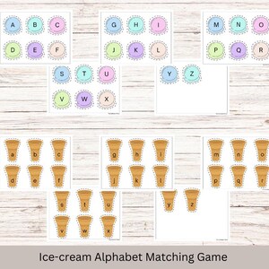 Ice-cream Alphabet Matching Game Toddler Activity Preschool Matching ...